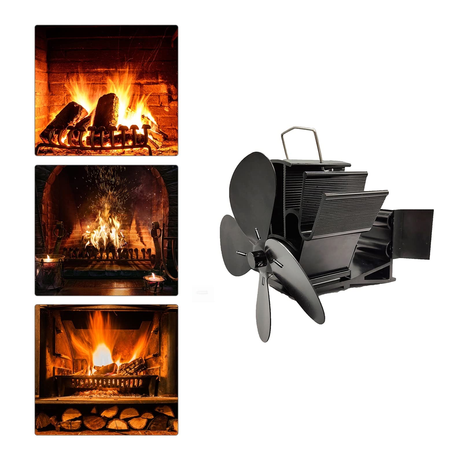 Fireplace Fan 4 Blades Heat Powered Stove Fan Log Wood Burner Eco-Fan Quiet Home Fireplace Fan
