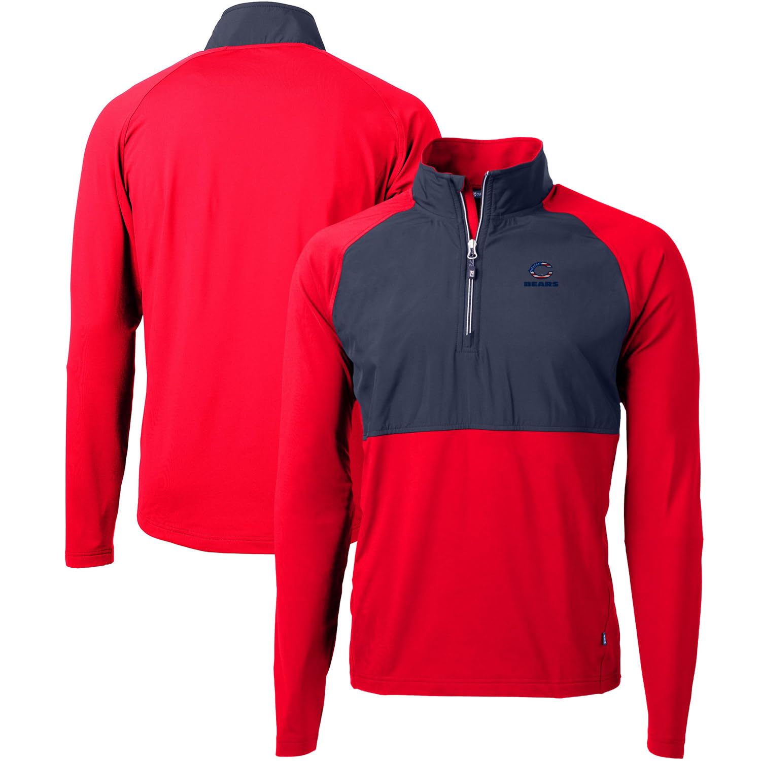 Cutter & Buck Men's Red Chicago Bears Adapt Eco Knit Hybrid Recycled Quarter-Zip Pullover Top