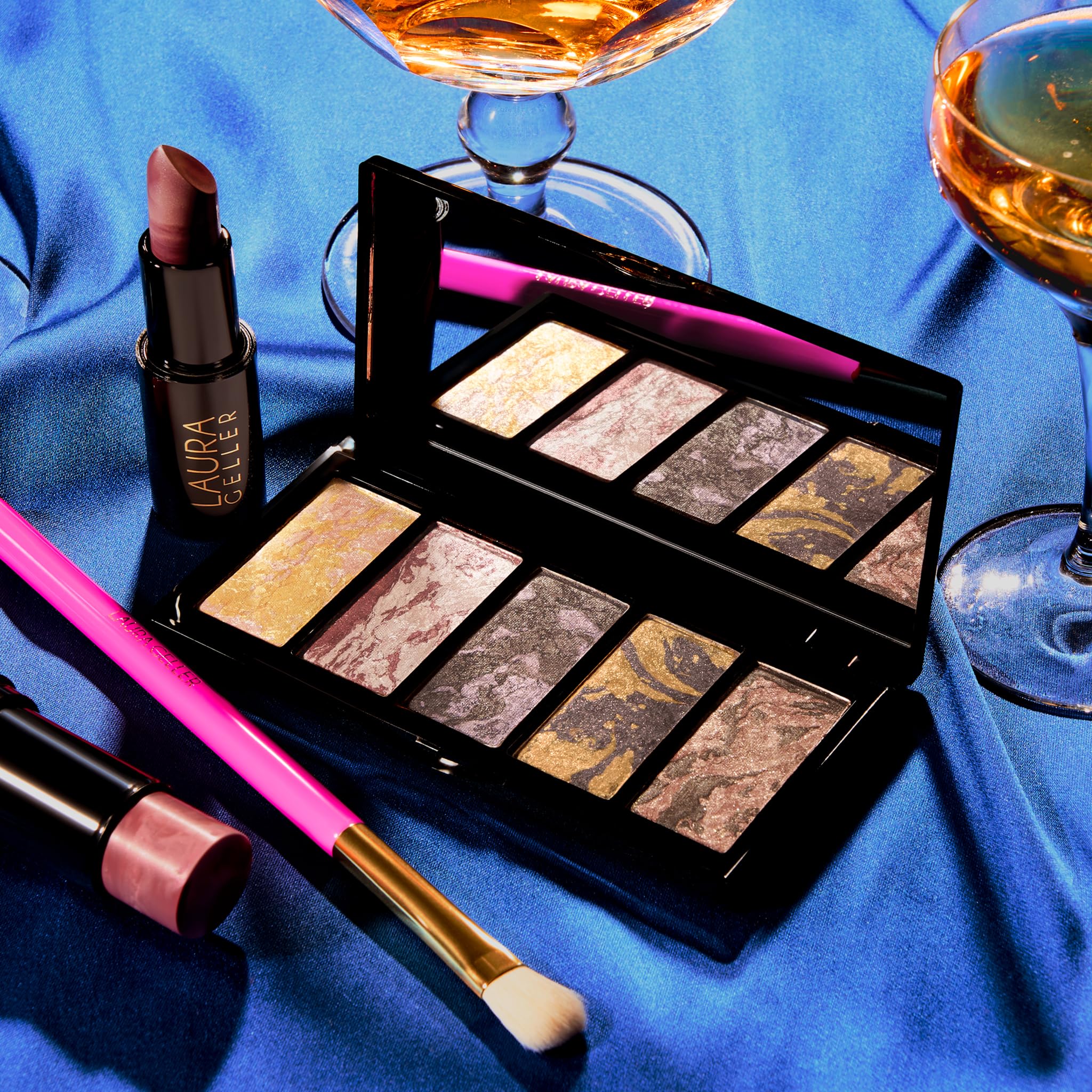 LAURA GELLER NEW YORK Italian Marble Artistry Collection | Full Face Makeup Kit Handmade in Italy | Includes Eyeshadow Palette, Cream Blush Stick and Satin Lipstick in Universal Shades