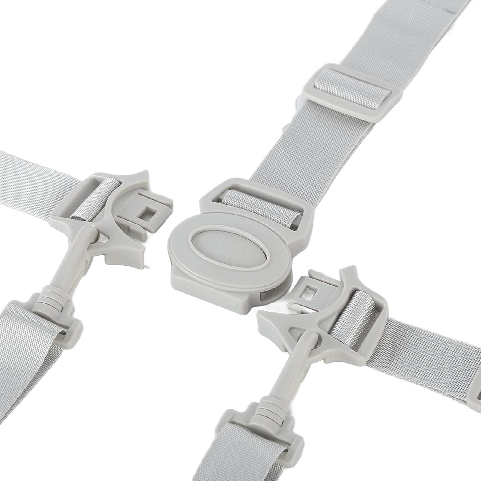 5 Point Baby Safety Strap Belt, Adjustable Universal Replacement High Chair Straps Harness Straps, Sturdy and Comfort Material for Pushchair, Stroller, Easy to Use(Gray Button 5-Point Strap)