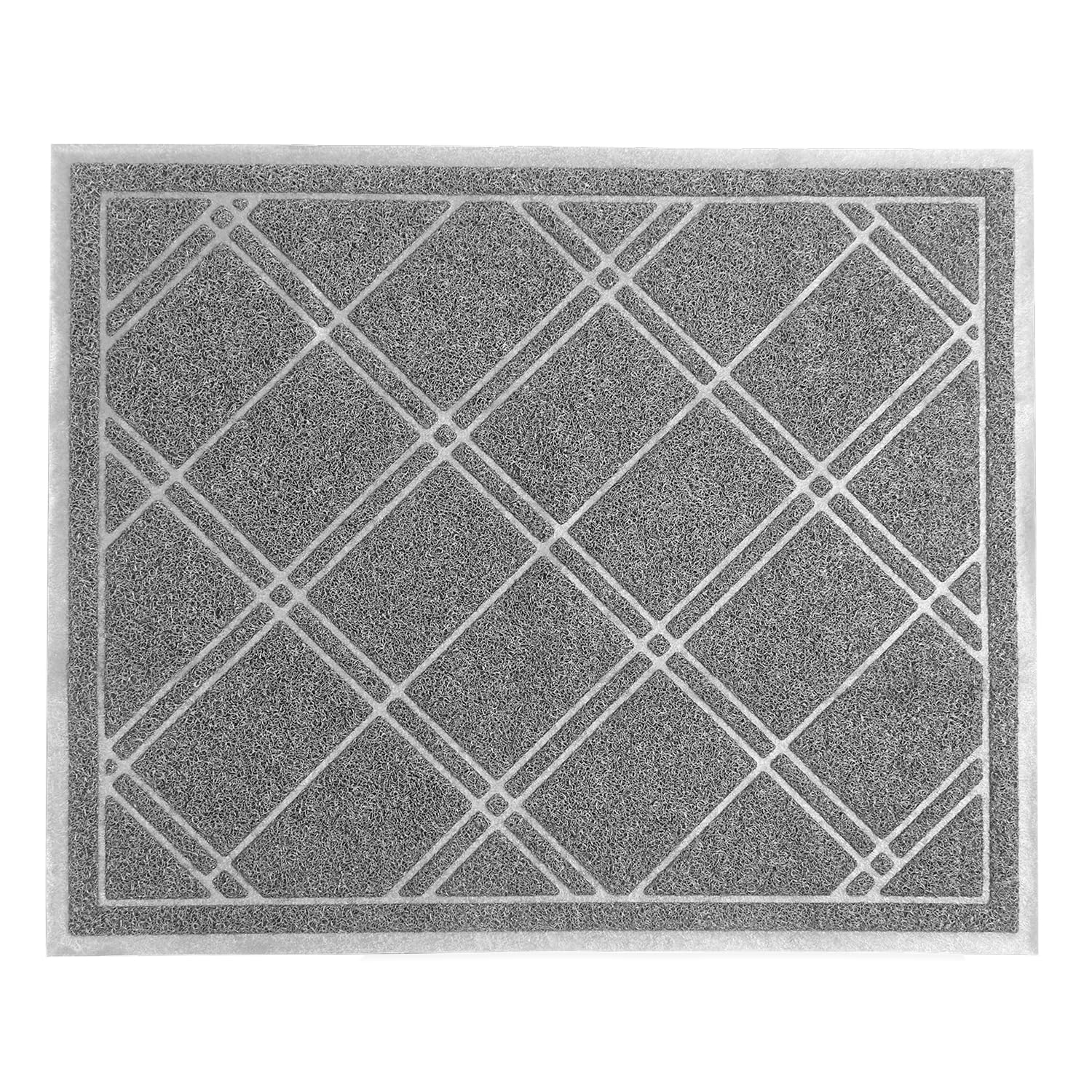 SlipToGrip Universal Door Mat, Plaid Design - Grey, 42 x 35 - Anti Slip, Durable & Washable, Outdoor & Indoor Floor Welcome Mat Door Mat Entry -Rug for Garage, Patio, Front Door, Dust Absorbent