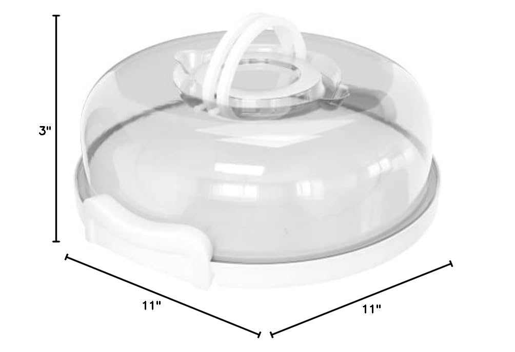 Top Shelf Elements Pie, Cake, Cheesecake Carrier for up to 10 in x 4 1/2 in cake. Two Sided Fashionable Stand Doubles as Five Section Serving Tray Perfect Taker Caddie for Travel (White)