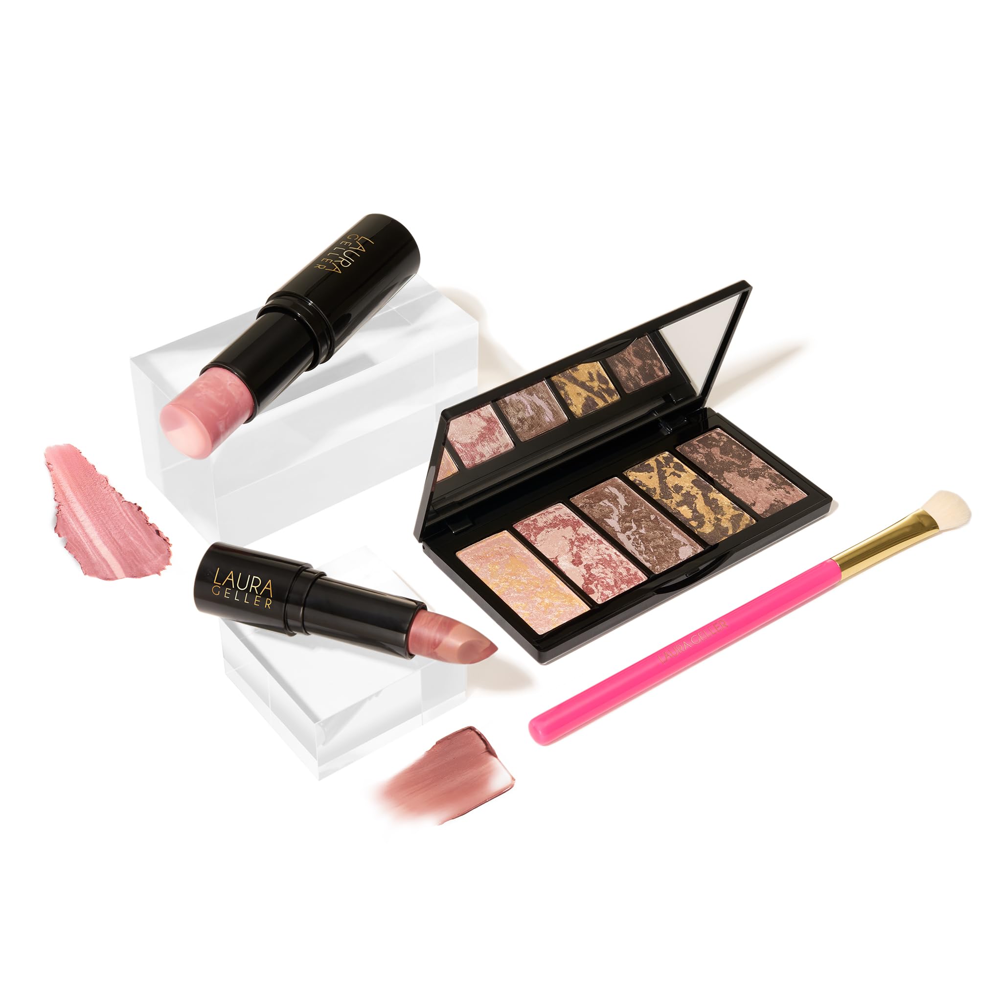LAURA GELLER NEW YORK Italian Marble Artistry Collection | Full Face Makeup Kit Handmade in Italy | Includes Eyeshadow Palette, Cream Blush Stick and Satin Lipstick in Universal Shades