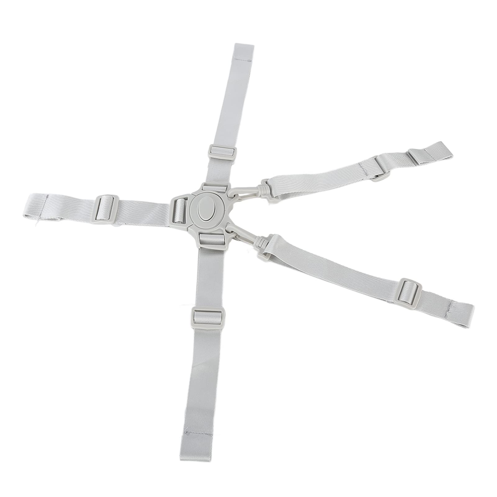 5 Point Baby Safety Strap Belt, Adjustable Universal Replacement High Chair Straps Harness Straps, Sturdy and Comfort Material for Pushchair, Stroller, Easy to Use(Gray Button 5-Point Strap)