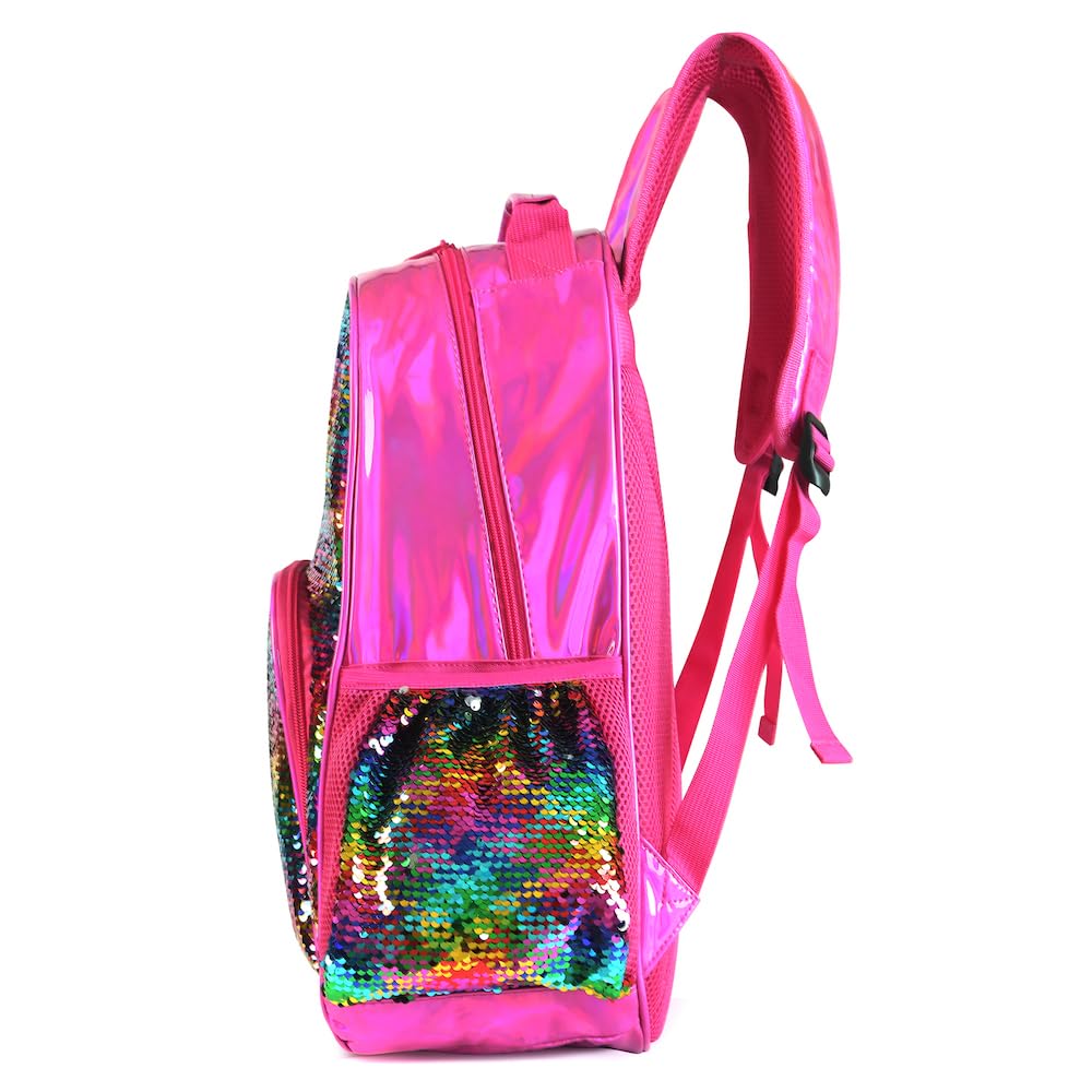 Sequin silly rainbow Backpack for girls kindergarten elementary School Backpack Kids Glitter Bookbag Mermaid Backpack sparkle reverse glitter backpack(Orchid)