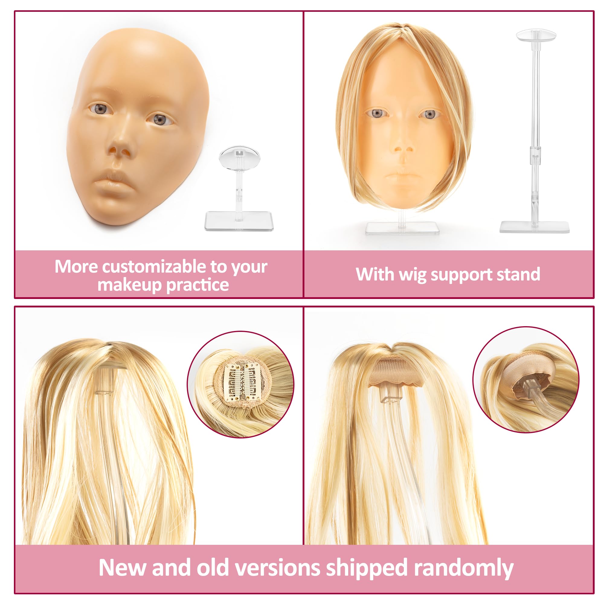 Glinexa 3D 5D Makeup Practice Kit, Reusable Silicone Makeup Mannequin Face for Students and Beginners, Comes With Brushes Set & Dual Head Eyebrow Pencils & Eyeliners & Eyelash Pair