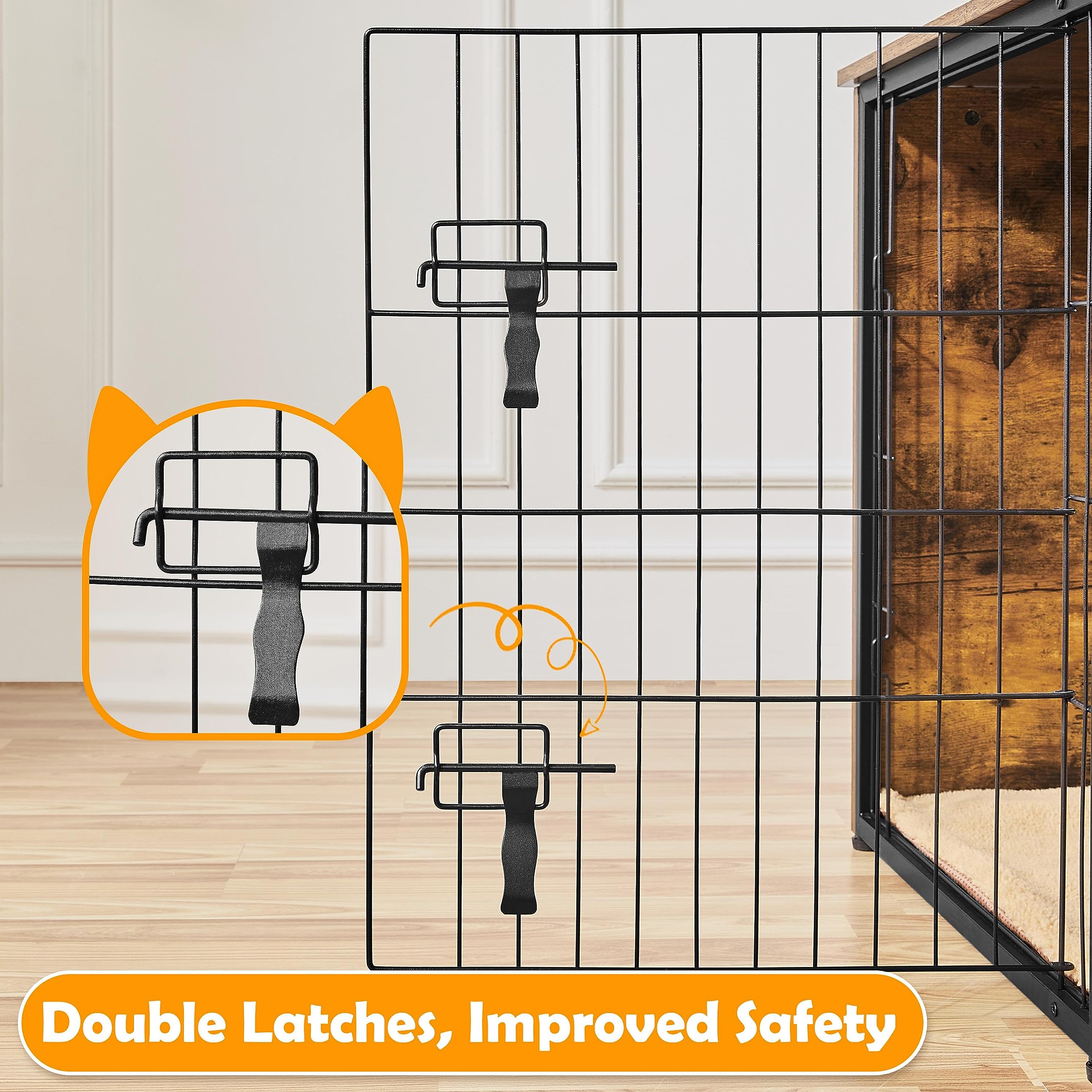 Yaheetech 40'' Dog Crate Furniture with Cushion Set of 2, Wooden Dog Crate with Double Doors/Adjustable Feet Side End Table for Medium-Sized Dogs