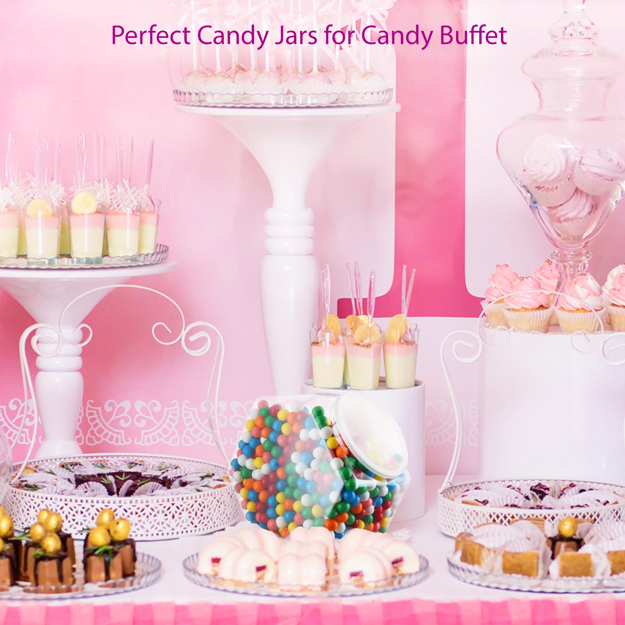 DilaBee Plastic Cookie Jars with Airtight Lids - 2 Pack - Clear Plastic Candy Jars for Candy Buffet, Kitchen Counter, Hexagon Food Storage Containers - 197oz