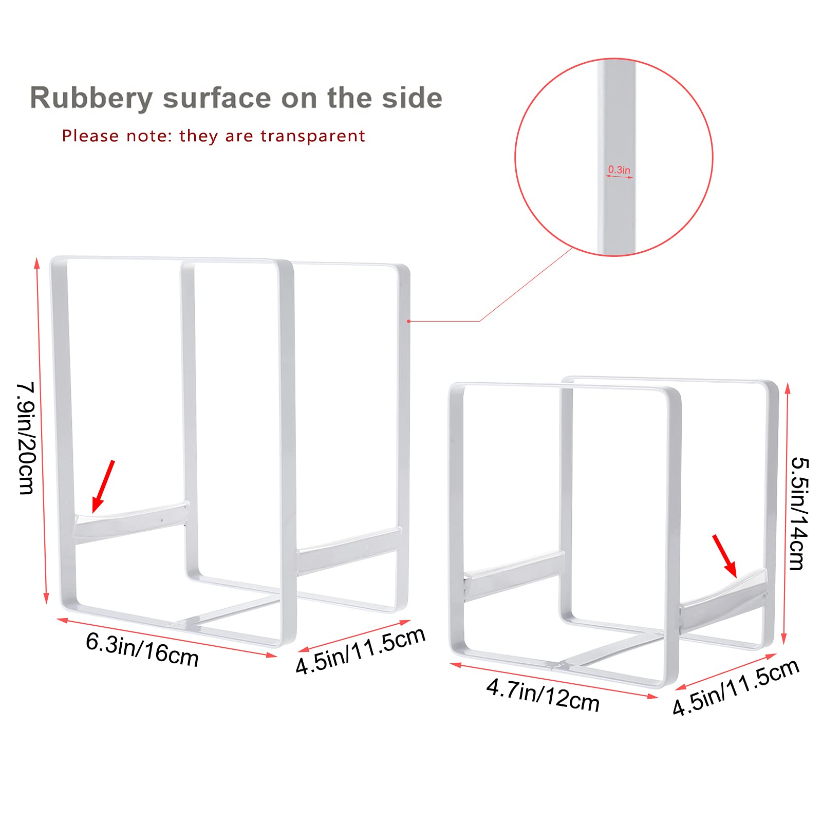 HighFree 2PCS Metal Vertical Plate Dish Holder Rack, White Vertical Plate Organizer for Kitchen Cabinets for RV Kitchen Cabinets Counter (L & S)