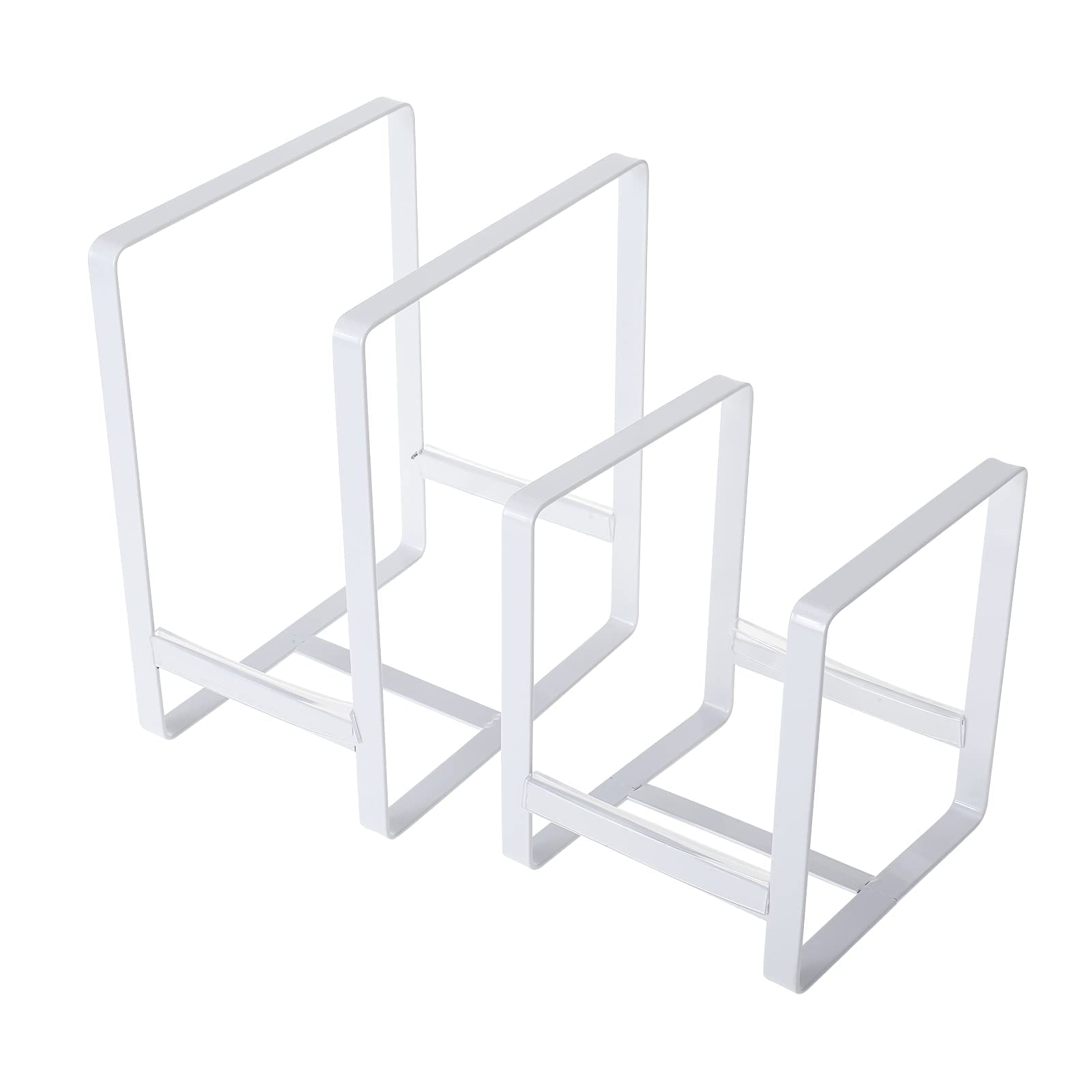 HighFree 2PCS Metal Vertical Plate Dish Holder Rack, White Vertical Plate Organizer for Kitchen Cabinets for RV Kitchen Cabinets Counter (L & S)