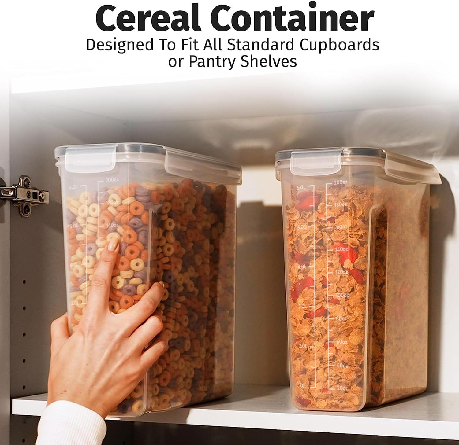 Shazo 2PC 6.3L /213OZ EXTRA Large Airtight Food Storage Cereal Containers for Bulk Food Storage BPA-Free Plastic Cereal Container with Labels & pen Pantry Organization and Storage Canister for Rice, Pasta, Sugar & Flour