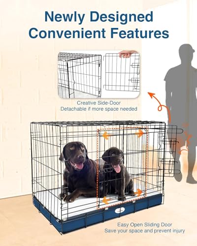 Heated Dog House for Outdoor, Dog Crate Kit for Small Medium Intermediate Dogs, 2 Doors Heavy-Duty Dog Kennel Value Pack with Insulated Crate Cover & Bed & Adjustable Pet Heating Pad (36 Inch Kit)