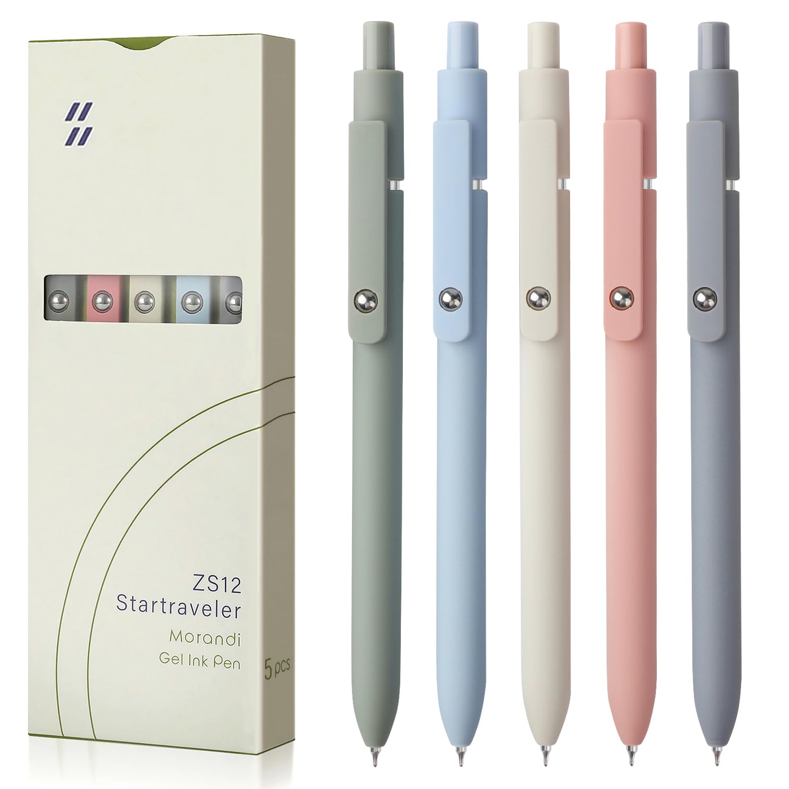 FIOVER 5pcs Gel Pens Quick Dry Ink Pens Fine Point Premium Retractable Rolling Ball Gel Pens Black Ink Smooth Writing for School Office Home