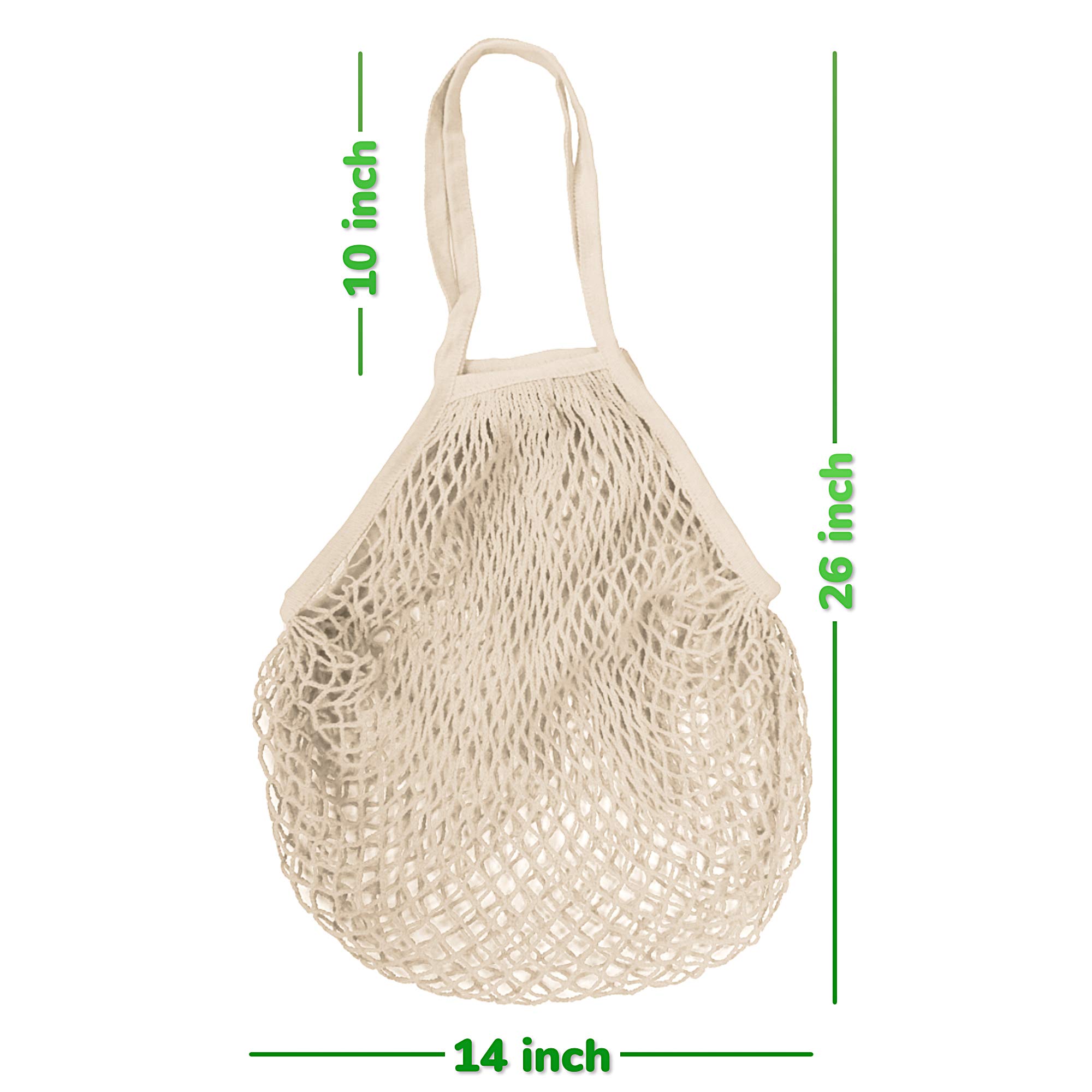 5 pack Cotton String Shopping Bags Reusable Washable Grocery Mesh Bags Organizer for Grocery Shopping Produce Net Bags with Longhandle for Fruit Vegetable Storage