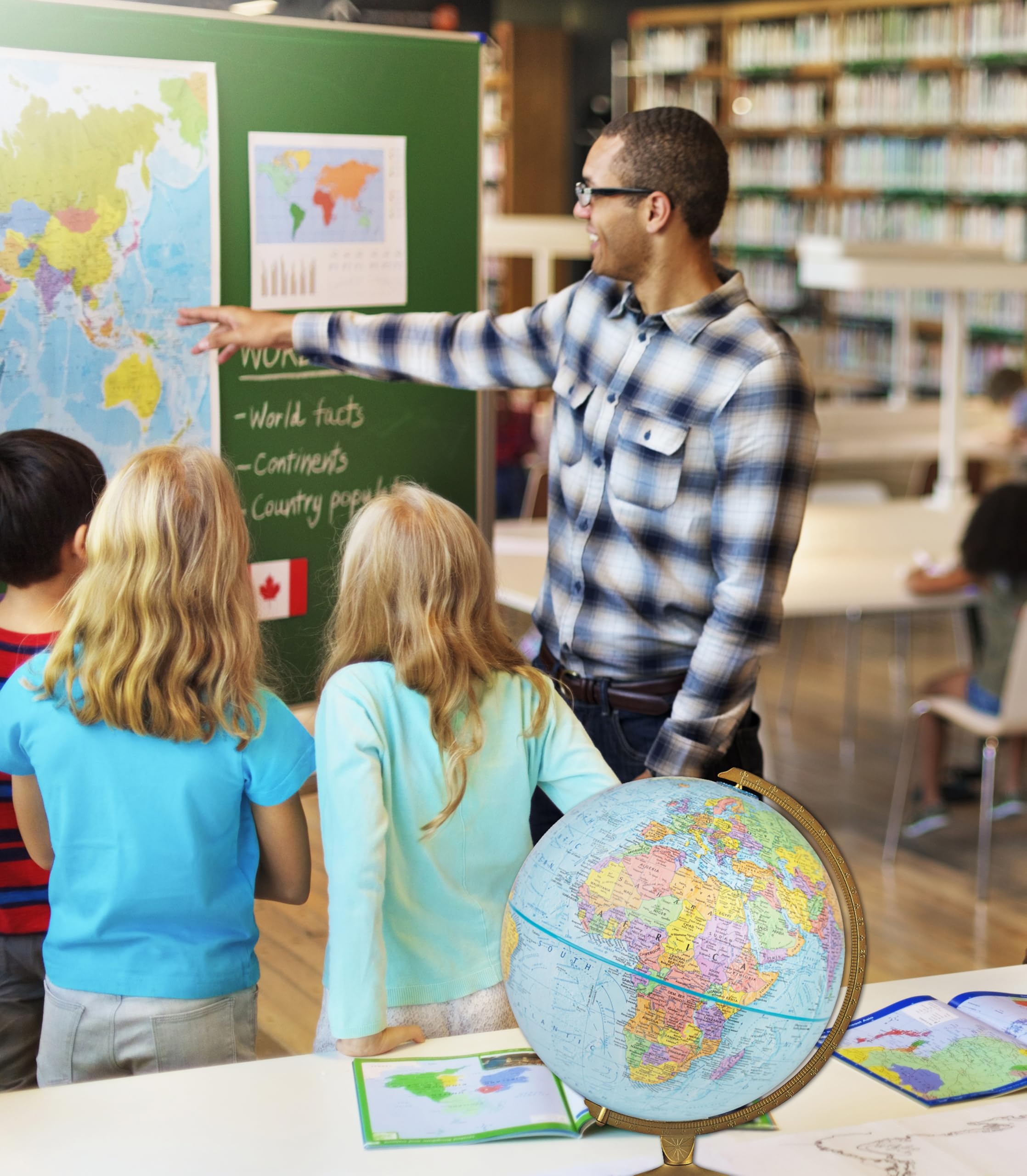 Replogle Explorer World Blue Ocean Globe, Desktop, 12" diameter, Up-to-Date Cartography, Raised Relief, Educational, perfect for Students of all ages