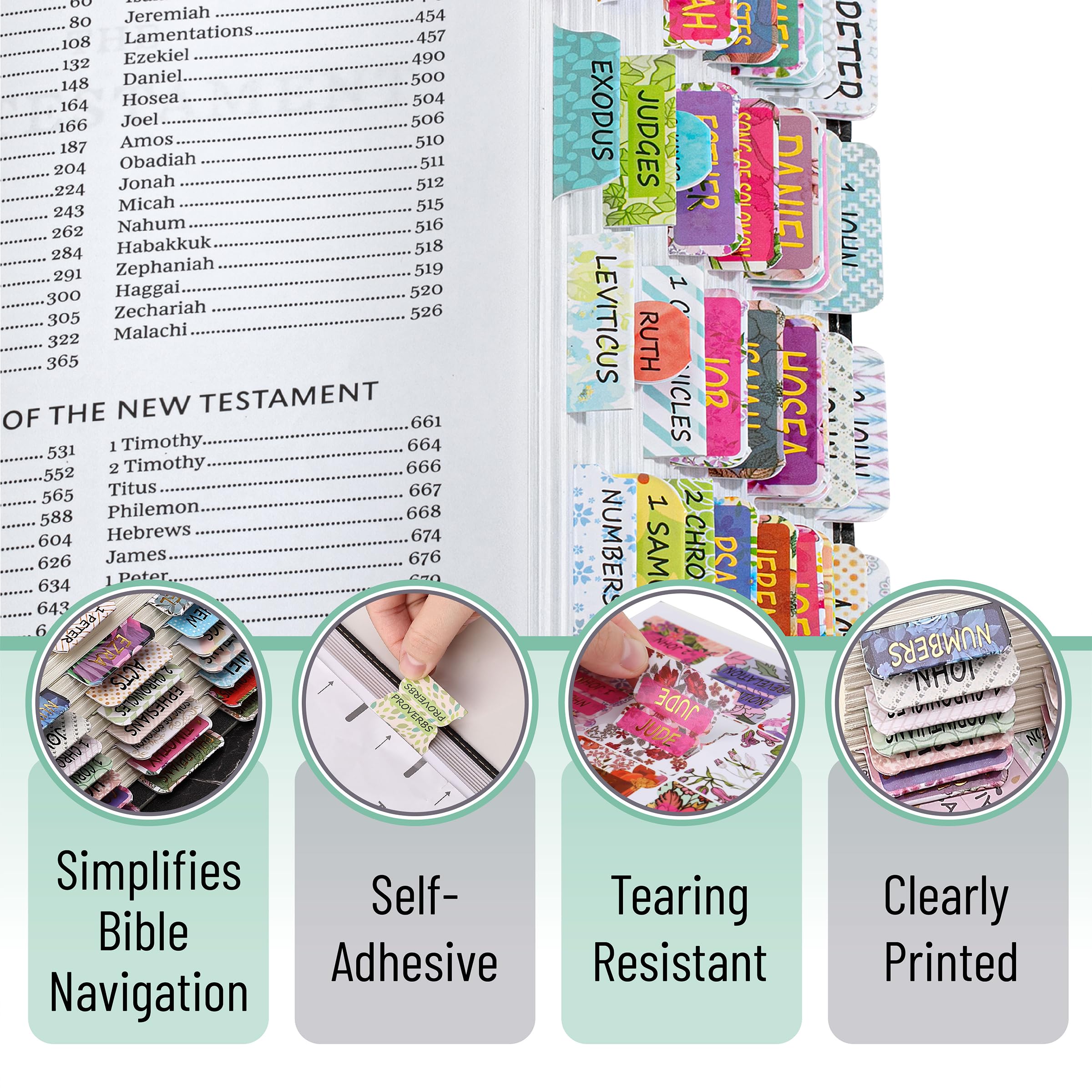 Mr. Pen- Bible Tabs, 3 Different Design, 222 Tabs, Bible Journaling Supplies, Bible Tabs Old and New Testament, Bible Tabs for Women, Bible Book Tabs, Bible Study Supplies, Tabs for Bible