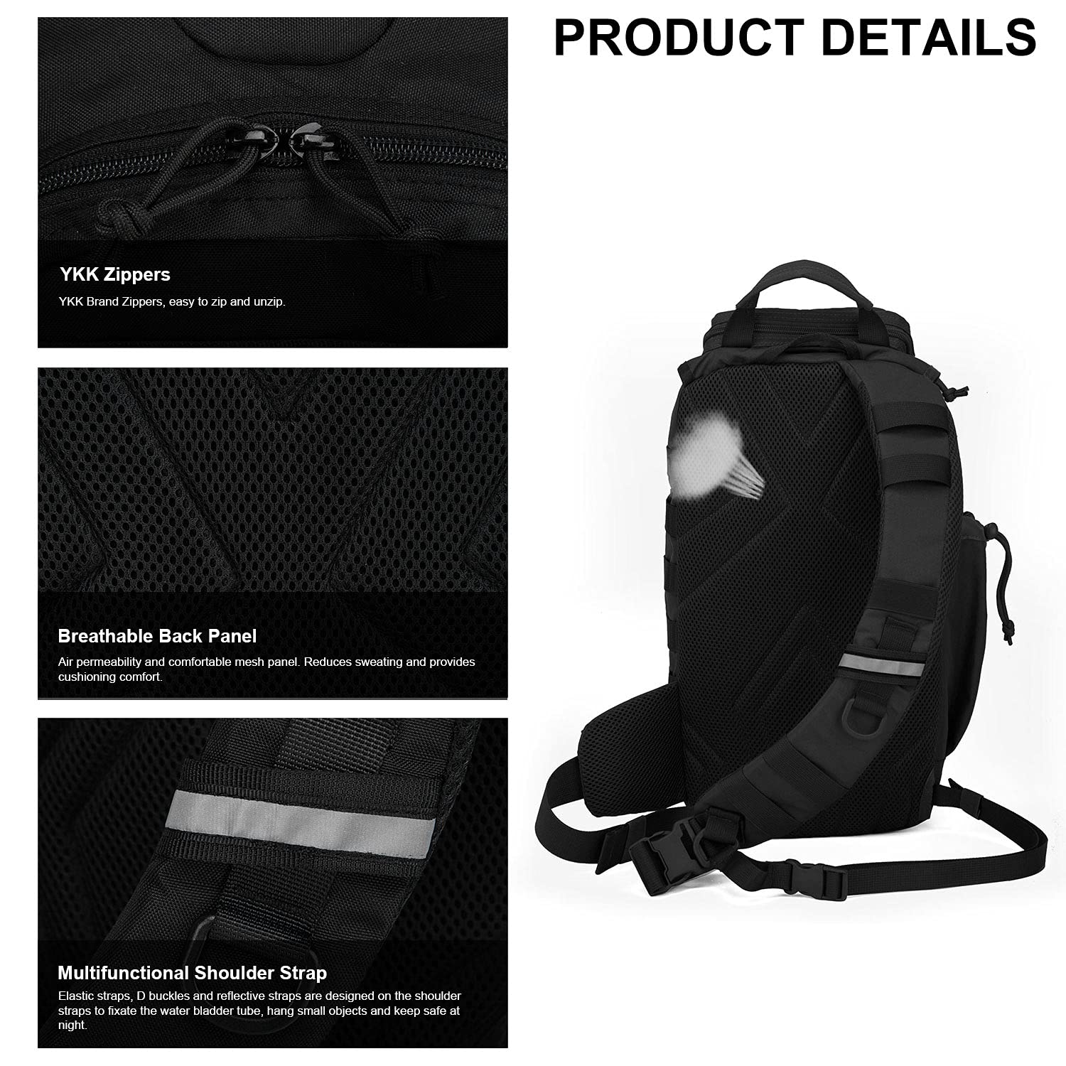Mardingtop Tactical Sling Bag Military Gear Shoulder Backpack for Concealed Carry