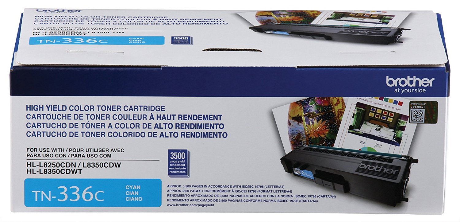 Brother TN336BK, TN336C, TN336M, TN336Y High Yield Black, Cyan, Magenta and Yellow Toner Cartridge Set