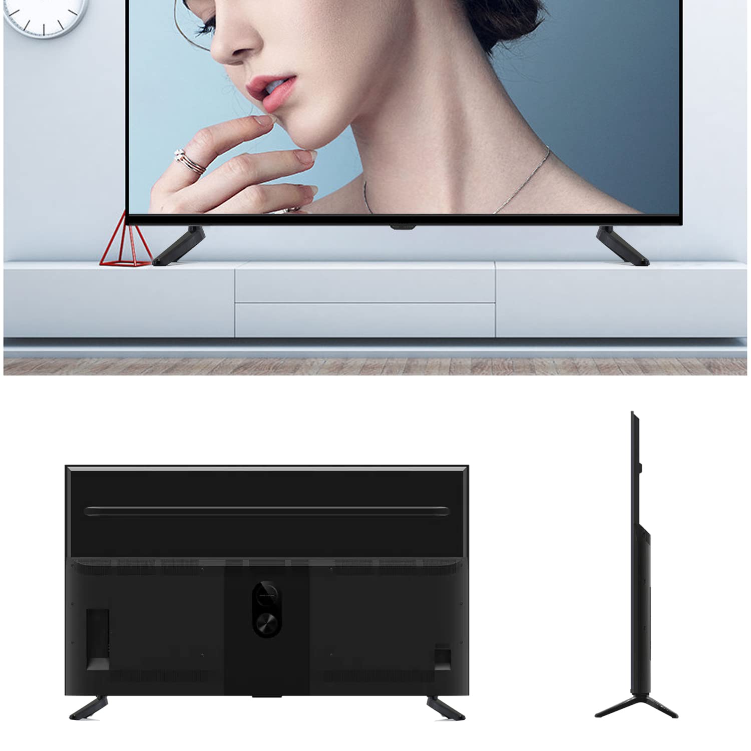 Universal TV Stand Legs,Table Top TV Stand Base Replacement Legs for Most 27 to 55 Inch LCD LED LG Sony VIZIO TCL KONKA TVs, with Cable Management, Hold up to 99lbs - Black
