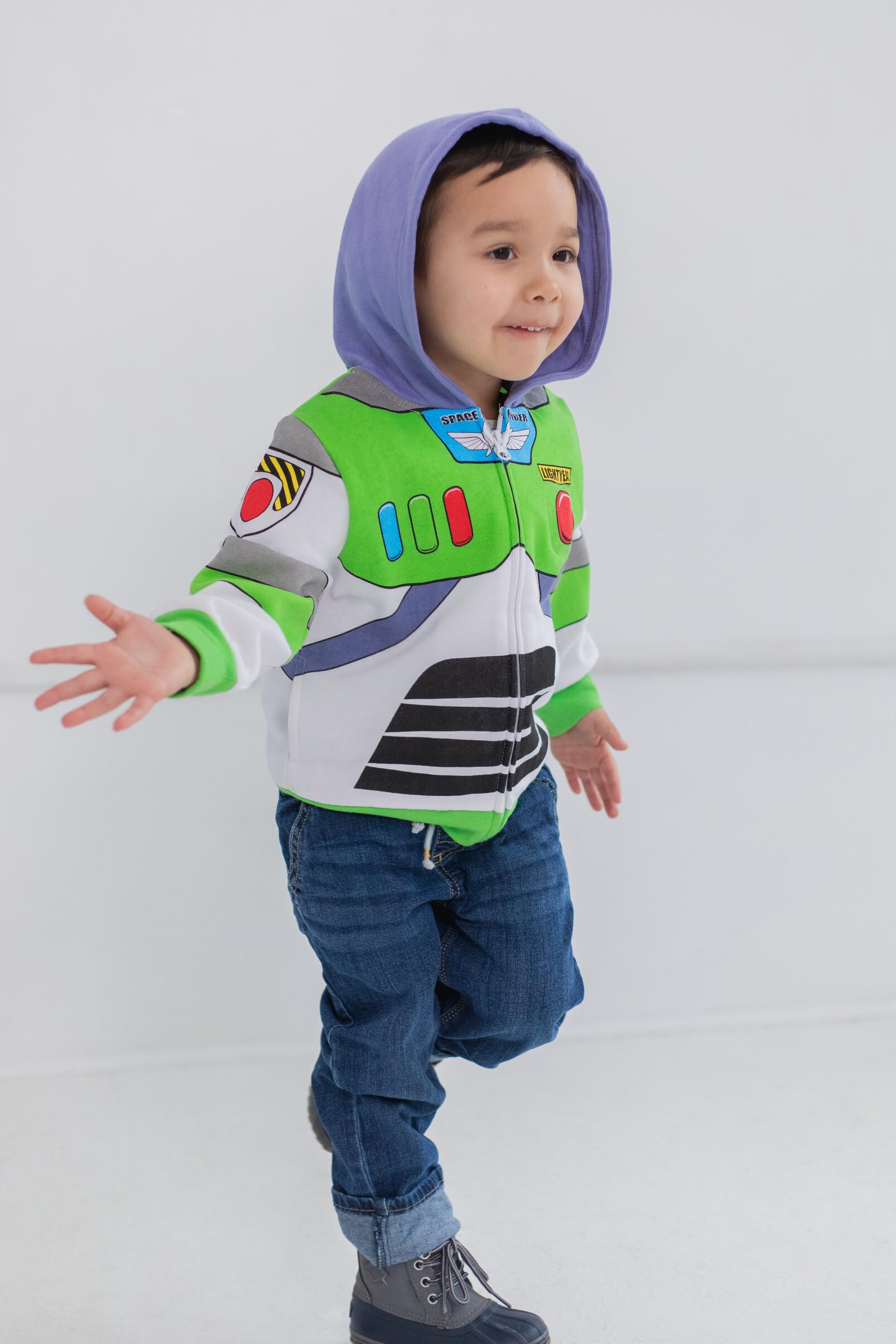 Disney Pixar Toy Story Buzz Lightyear Little Boys Fleece Zip Up Hoodie Green 6