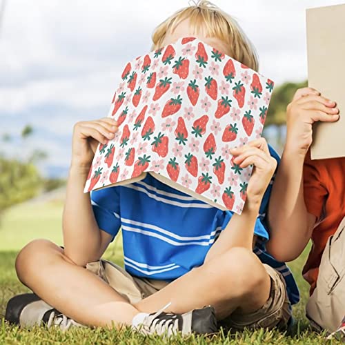 YEXIATODO Strawberry Stretchable Book Covers Funny Paperback Book Cover Fits Most Hardcover Textbooks up to 9x11 Adhesive-Free Nylon Fabric School Book Protector for Primary Secondary