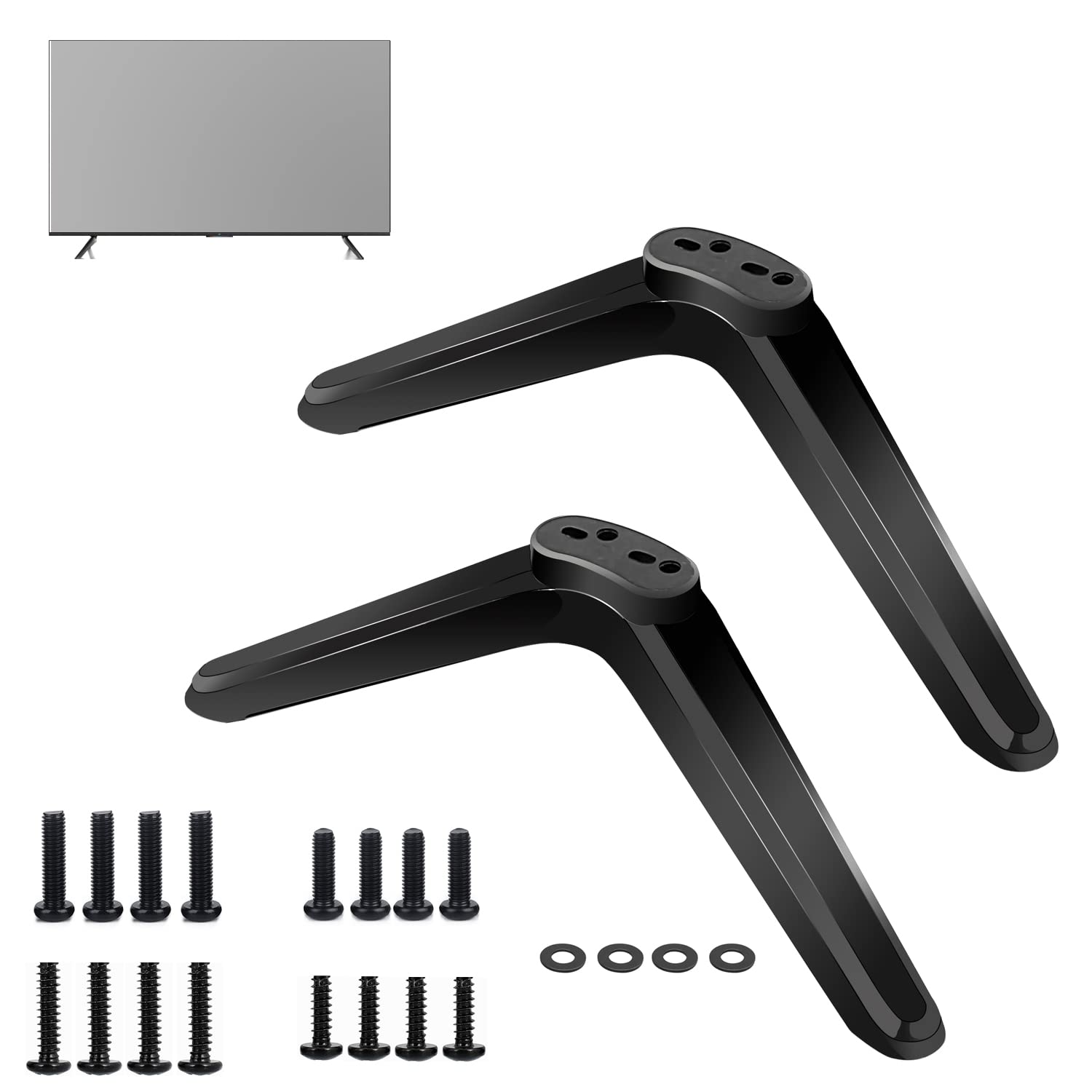 Universal TV Stand Legs,Table Top TV Stand Base Replacement Legs for Most 27 to 55 Inch LCD LED LG Sony VIZIO TCL KONKA TVs, with Cable Management, Hold up to 99lbs - Black