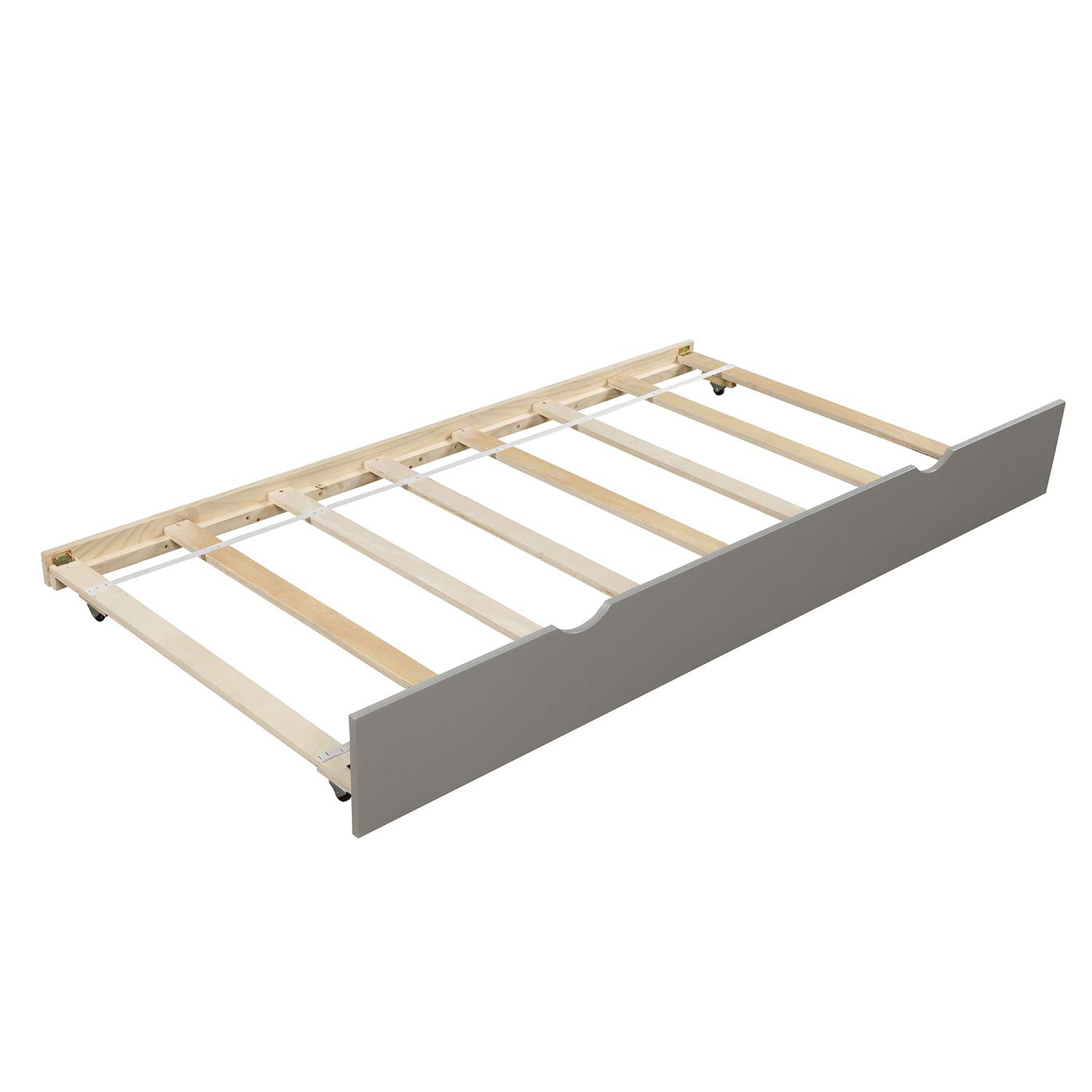 Zaboro Extendable Daybeds, Solid Wood Twin Size Bed Frame with Pull-Out Trundle Beds, Twin to King Design Extending Bed with Safe Guardrails for Living Room Bedroom, No Box Spring Required, Gray