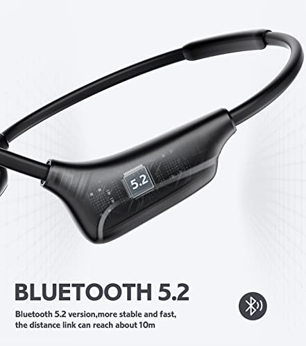 NAGFAK Bone Conduction Headphones Bluetooth Open Ear Running Headset Wireless with Mic Headphones Sport IP67 Waterproof Headphone Built-in 16GB Memory Cool Breathing Light