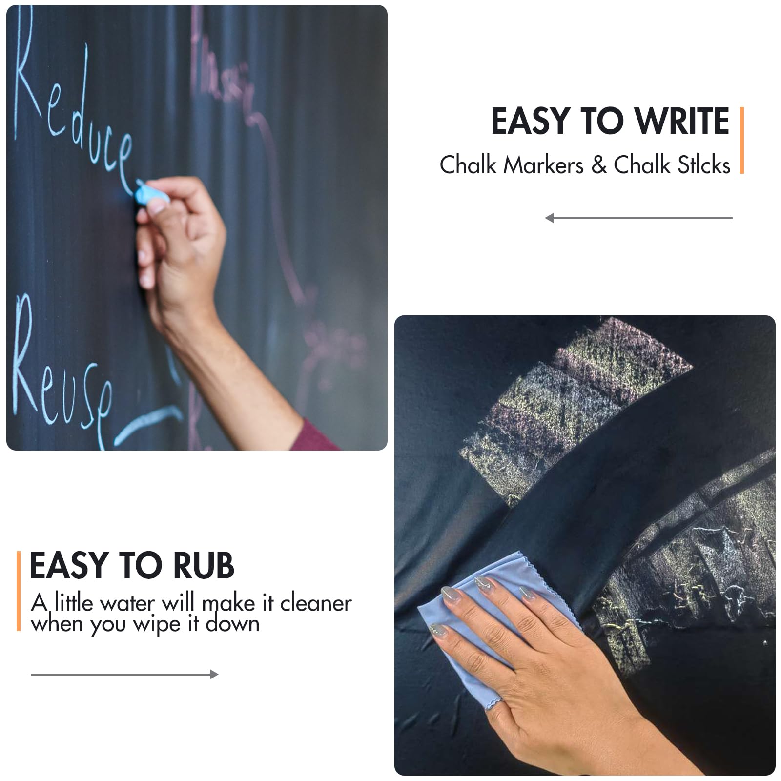Chalkboard Wallpaper Stick and Peel: Contact Paper 17.7 X 78.7 Inches Classroom Chalkboard Stickers Chalk Board Paint Self Adhesive Wall Paper with 5 Colorful Chalks