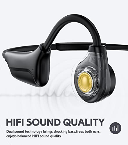 NAGFAK Bone Conduction Headphones Bluetooth Open Ear Running Headset Wireless with Mic Headphones Sport IP67 Waterproof Headphone Built-in 16GB Memory Cool Breathing Light