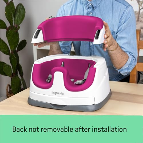 Ingenuity Baby Base 2-in-1 Booster Feeding and Floor Seat with Self-Storing Tray - Pink Flambe
