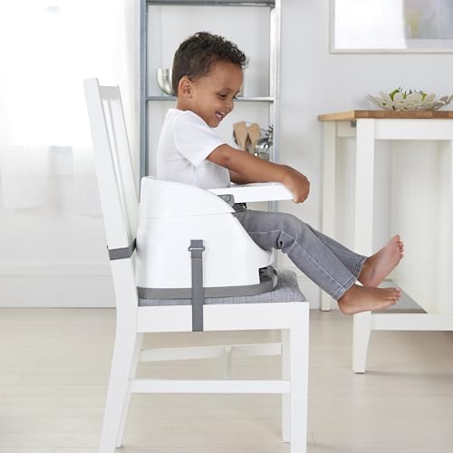 Ingenuity Baby Base 2-in-1 Booster Feeding and Floor Seat with Self-Storing Tray - Pink Flambe