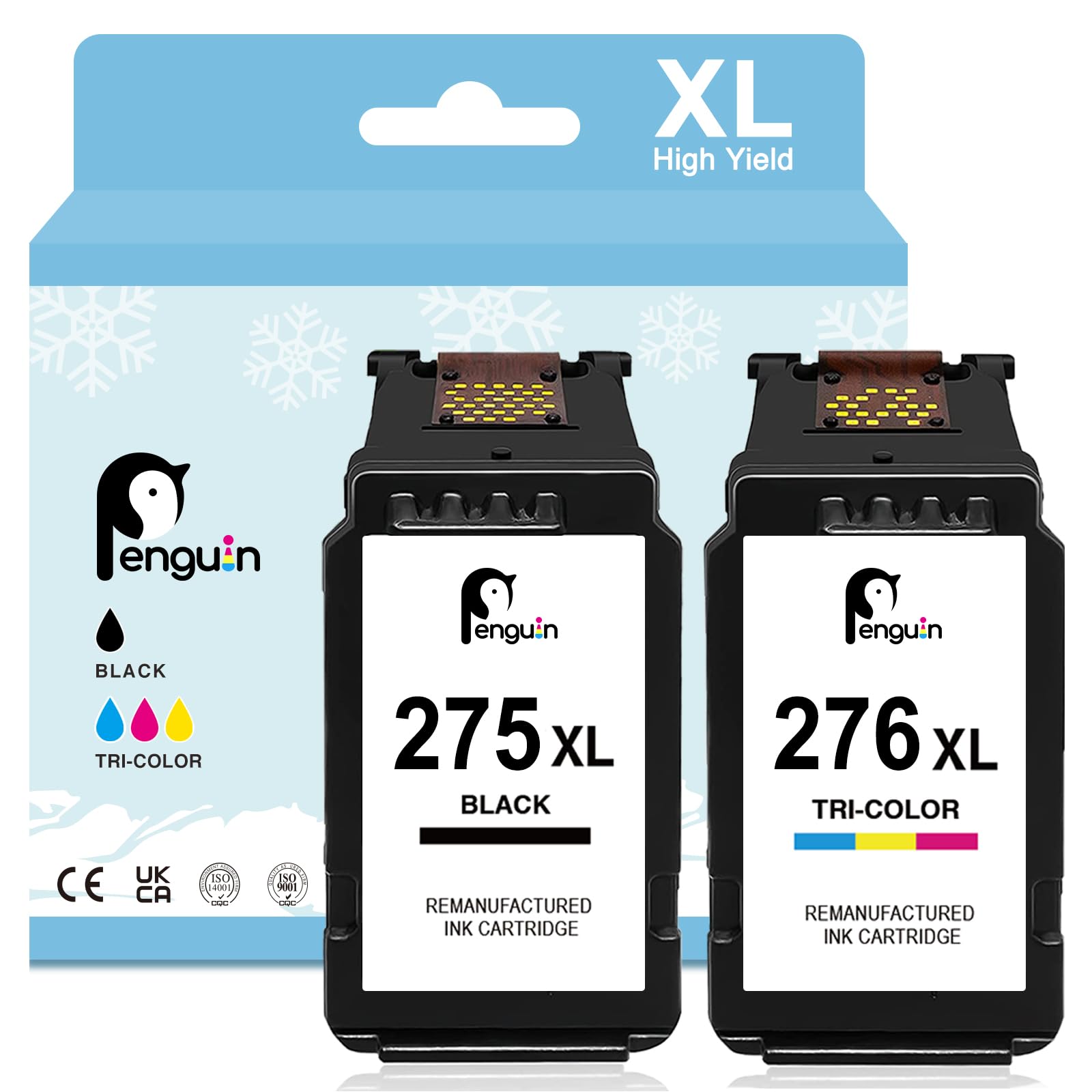 Penguin Remanufactured Printer Ink Cartridge Replacement for Canon Pg-245XL Cl-246XL PG-243 CL-244 245 246 XL Used for PIXMA MG3022 MG2924 TS3322 MG2920 TR4520 MX492 MG2520(1 Black,1 Color) Combo Pack