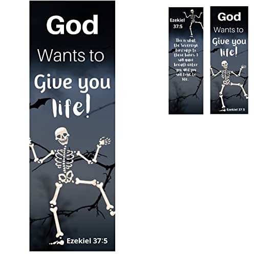 100 Count Bulk Pack Skeleton Halloween Alternative Bookmarks, Christian Handouts, Bible Verse, Scripture, Trunk or Treat Ideas, Fall Festival, Gospel Tracts