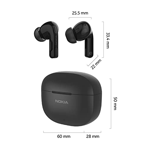 Nokia Go Earbuds+ True Wireless Earbuds TWS-201BK - Portable Bluetooth 5.0 in-Ear Headphones with Touch Control - Comfortable Fit, Voice Assistant-Enabled, 26 Hours Use with Charging Case - Black