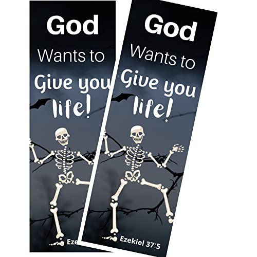 100 Count Bulk Pack Skeleton Halloween Alternative Bookmarks, Christian Handouts, Bible Verse, Scripture, Trunk or Treat Ideas, Fall Festival, Gospel Tracts