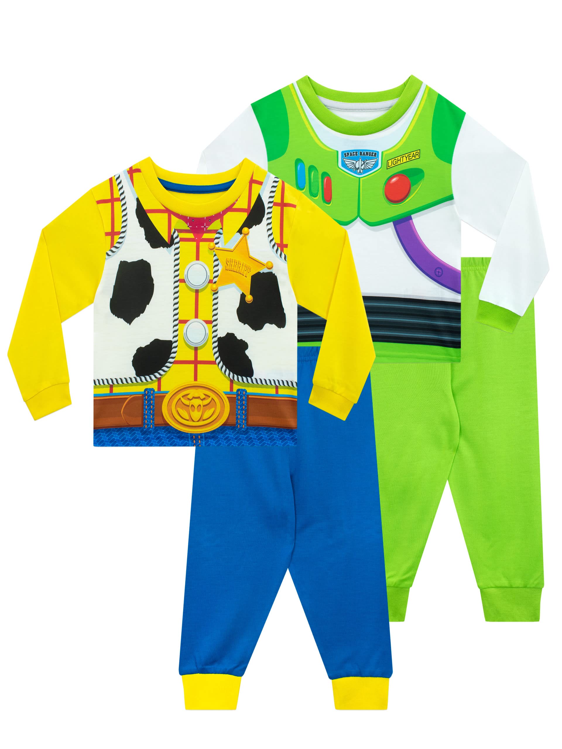Disney Pajamas | Buzz Lightyear & Woody Boys' Sleepwear | 2 Pack Long Sleeve Boys Pajamas | Toy Story Kids Pjs Multicolored 8