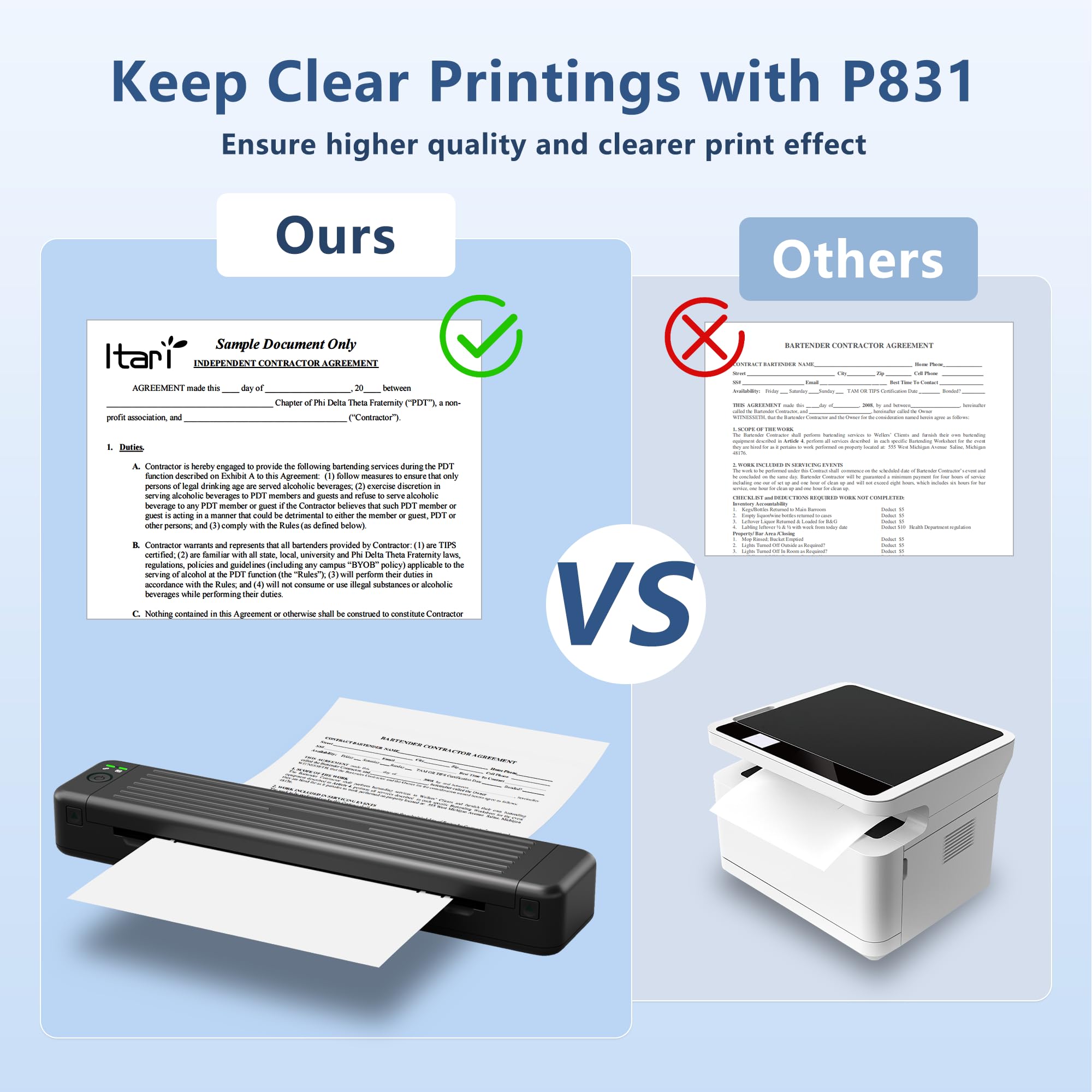 A4 Printer Paper, Multipurpose Copy Paper for Laser Printer, Inkjet Printer, Itari Copy Paper for Printer, Compatible with Phomemo P831 HPRT MT800 Thermal Transfer Printer, 200 Sheets, Glossy, White