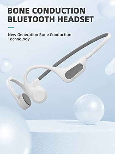 OCTANDRA Sense Bone Conduction Open-Ear Bluetooth Sport Headphones with Mic IP56 Sweat Resistant Wireless Earphones for Running Cycling Walking Fitness & Workouts (X7) (White & Grey)
