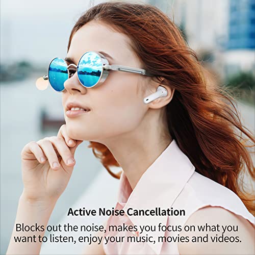 Wireless Earbuds Bluetooth Headphones LED Power Display Earphones Active Noise Cancelling Ear Buds with Charging Case Bluetooth 5.3 Hi-Fi Stereo in-Ear Earbuds for iPhone/Android/Windows (White)
