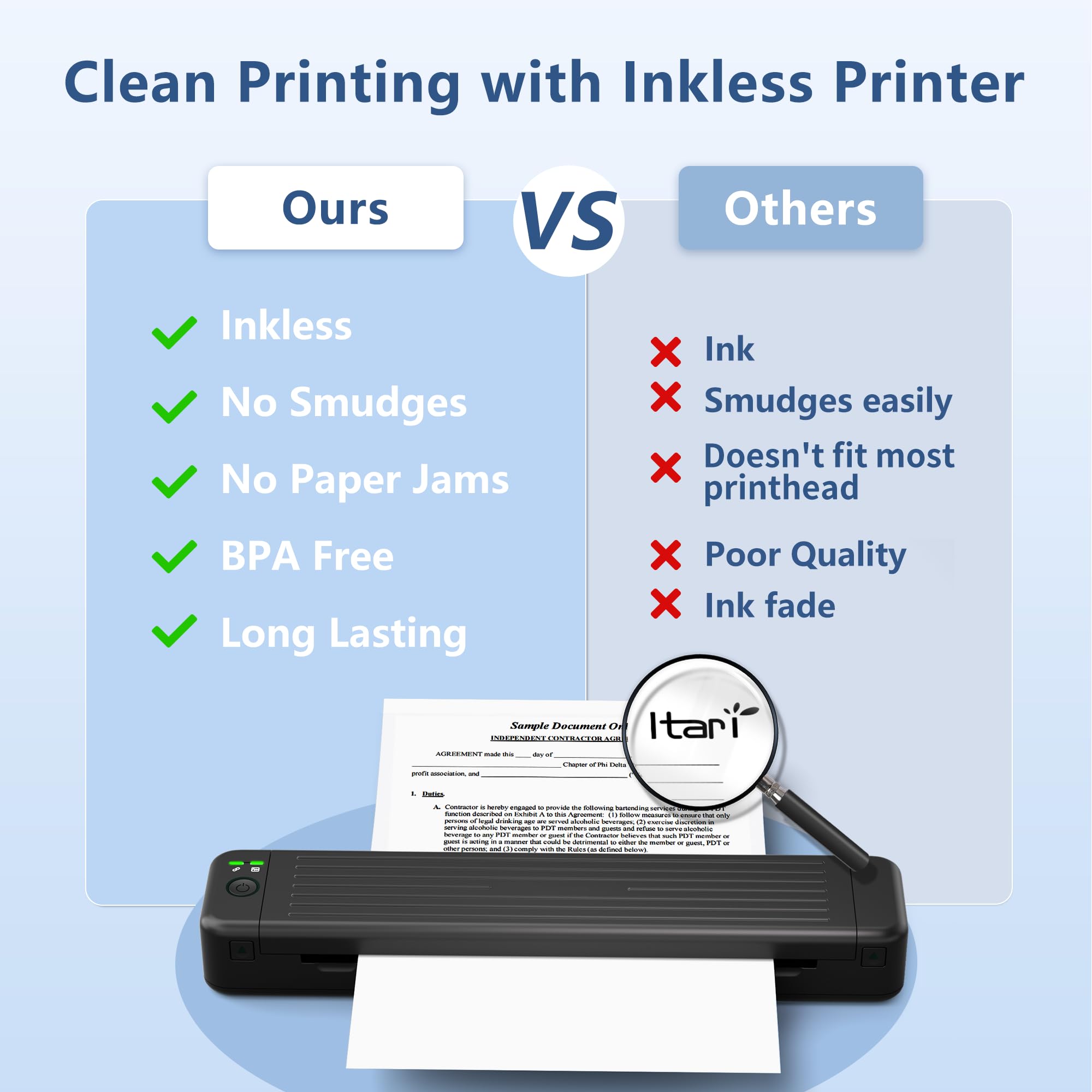 A4 Printer Paper, Multipurpose Copy Paper for Laser Printer, Inkjet Printer, Itari Copy Paper for Printer, Compatible with Phomemo P831 HPRT MT800 Thermal Transfer Printer, 200 Sheets, Glossy, White