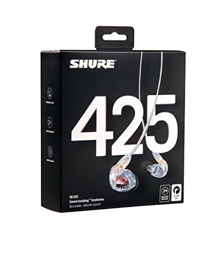 Shure SE425 PRO Wired Earbuds - Professional Sound Isolating Earphones with Detailed Sound, Dual-Driver Hybrid, Secure in-Ear Fit, Detachable Cable, Durable Quality - Clear (SE425-CL)
