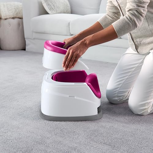 Ingenuity Baby Base 2-in-1 Booster Feeding and Floor Seat with Self-Storing Tray - Pink Flambe