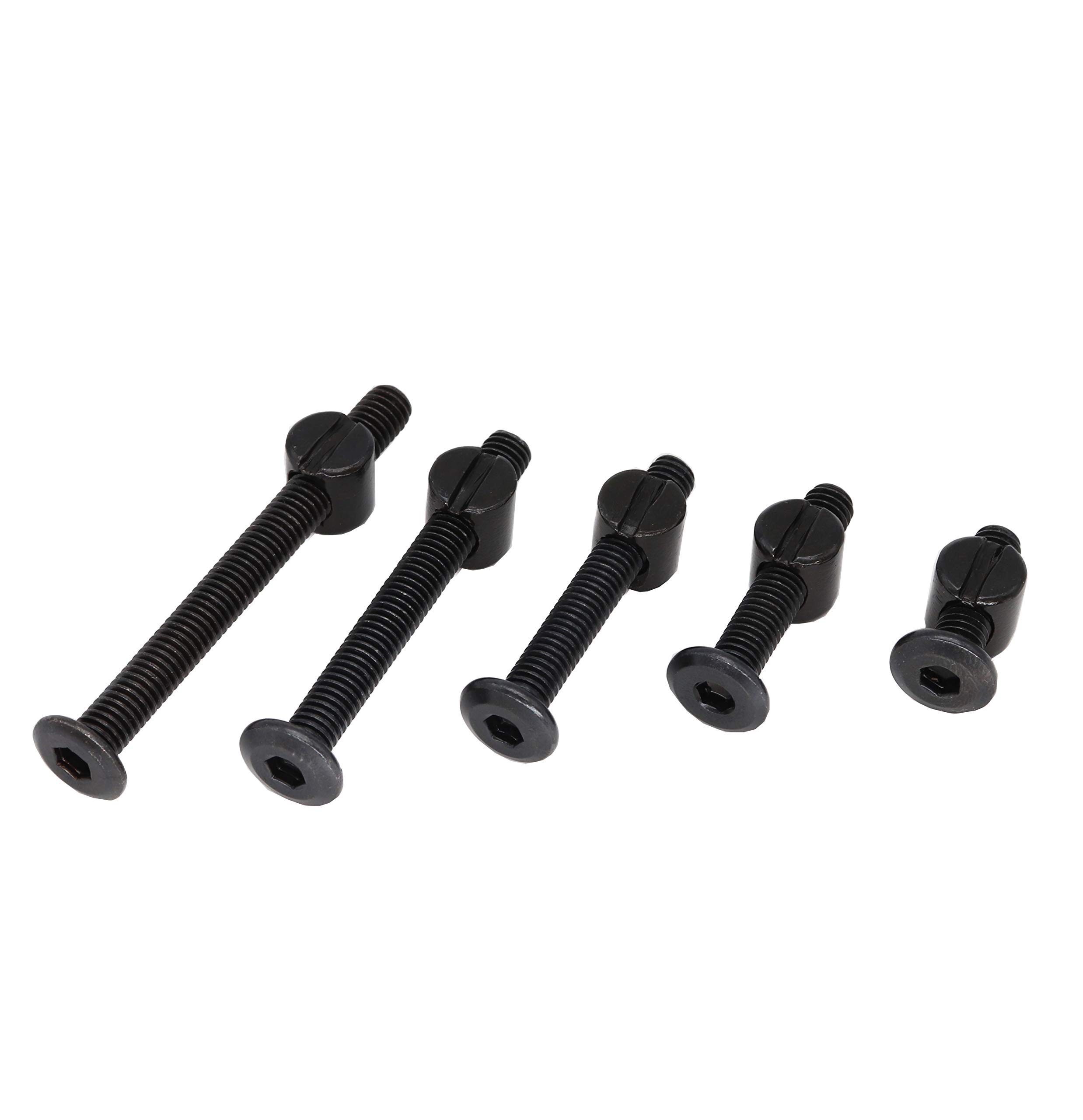 binifiMux 50pcs Crib Hardware Screws, M6 x 20mm/ 30mm/ 40mm/ 50mm/ 60mm Black Hex Socket Cap Bolts Barrel Nuts Assortment Kit for Cot Crib Bed Chairs