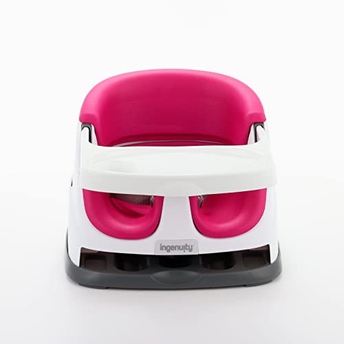 Ingenuity Baby Base 2-in-1 Booster Feeding and Floor Seat with Self-Storing Tray - Pink Flambe
