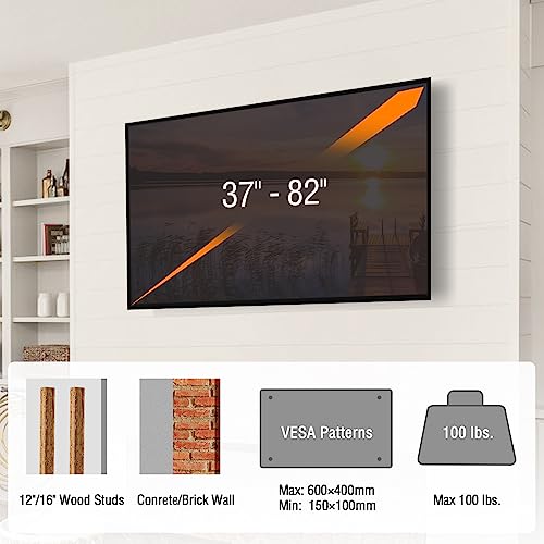 ELIVED TV Wall Mount for Most 37-82 Inch OLED QLED TVs, 8 Ball Bearings Smooth Swivel Extend for Ultra Slim Screens, Full Motion Wall Mount TV Bracket Max VESA 600x400mm, 100 lbs. Fits 16" Wood Studs
