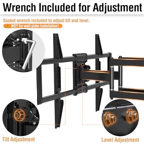 ELIVED TV Wall Mount for Most 37-82 Inch OLED QLED TVs, 8 Ball Bearings Smooth Swivel Extend for Ultra Slim Screens, Full Motion Wall Mount TV Bracket Max VESA 600x400mm, 100 lbs. Fits 16" Wood Studs