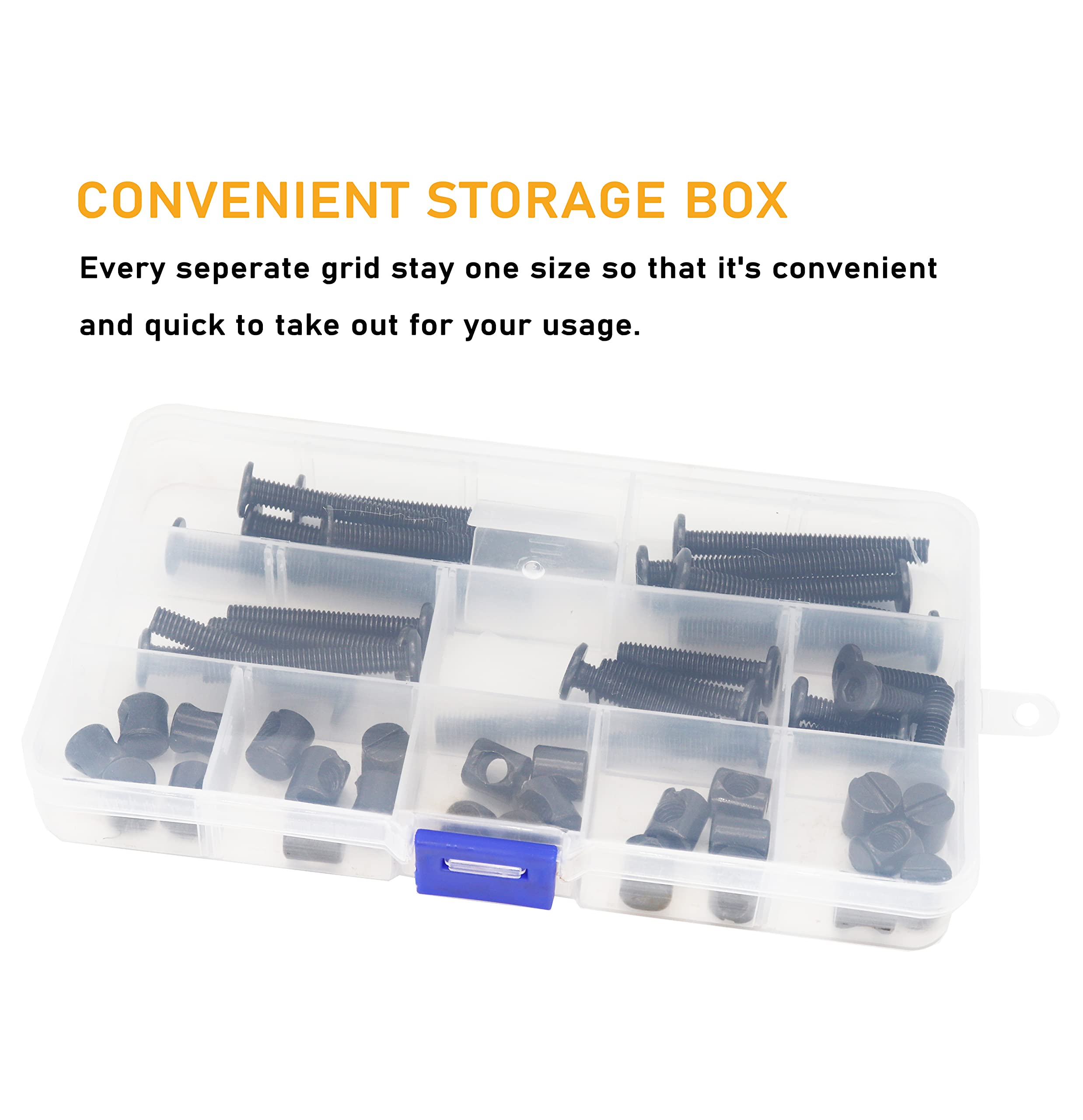binifiMux 50pcs Crib Hardware Screws, M6 x 20mm/ 30mm/ 40mm/ 50mm/ 60mm Black Hex Socket Cap Bolts Barrel Nuts Assortment Kit for Cot Crib Bed Chairs