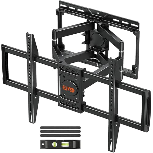 ELIVED TV Wall Mount for Most 37-82 Inch OLED QLED TVs, 8 Ball Bearings Smooth Swivel Extend for Ultra Slim Screens, Full Motion Wall Mount TV Bracket Max VESA 600x400mm, 100 lbs. Fits 16" Wood Studs