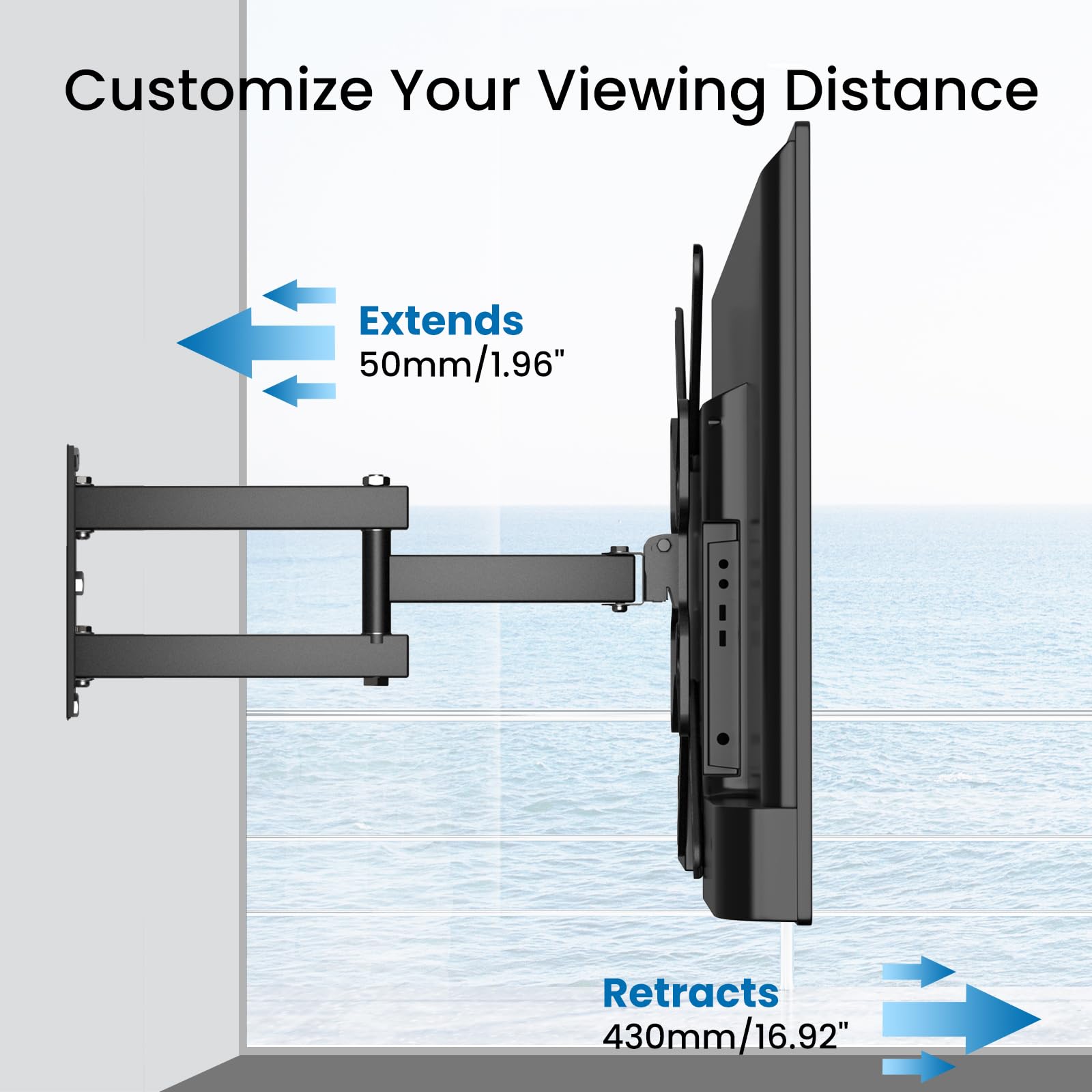 TV Wall Mount for Most 14-60 Inch TVs, Full Motion TV Mount with Perfect Center Design, Extension Tilt Swivel TV Mount Articulating Mount Max 400x400mm with Magnetic Remote Control Holder 2pcs